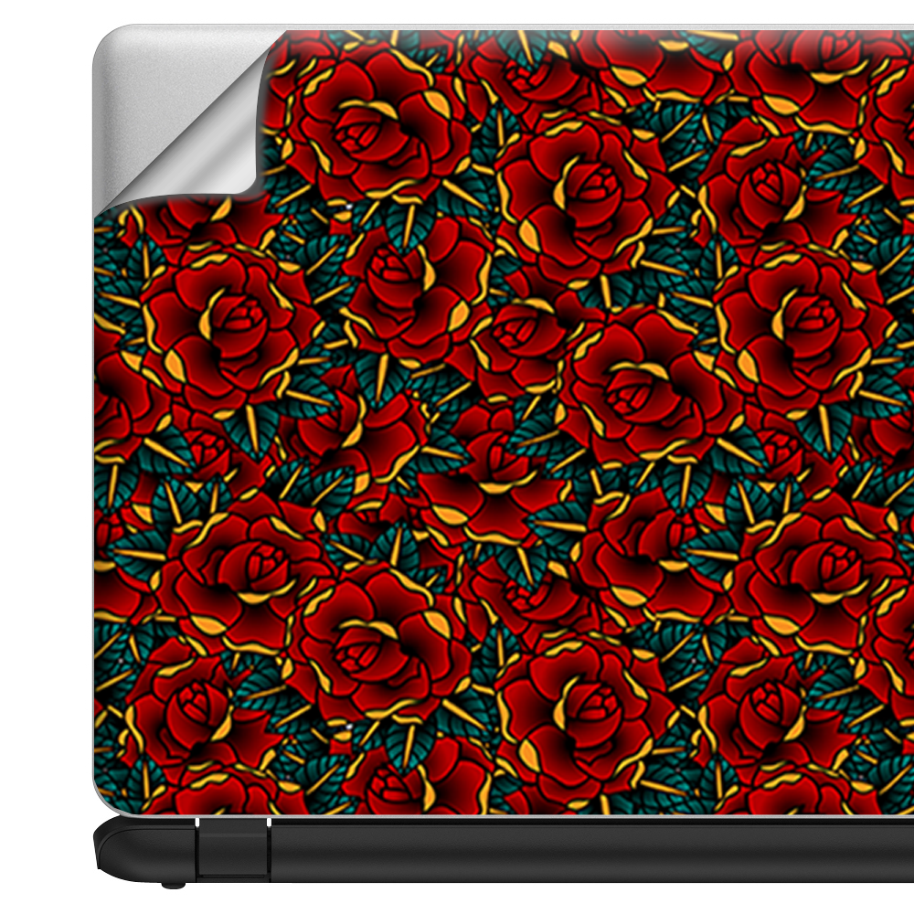 Universal Laptop Skins wrap for 15" - red gold roses tattoo | eBay